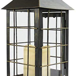 Seraphic Country Style Farmhouse Rustic Metal Lantern, Bronze