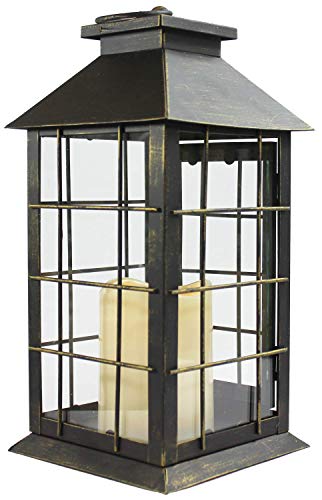 Seraphic Country Style Farmhouse Rustic Metal Lantern, Bronze