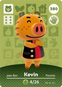 kevin - nintendo animal crossing happy home designer series 4 amiibo card - 380