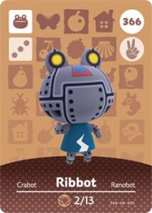 ribbot - nintendo animal crossing happy home designer series 4 amiibo card - 366