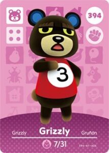 grizzly - nintendo animal crossing happy home designer series 4 amiibo card - 394