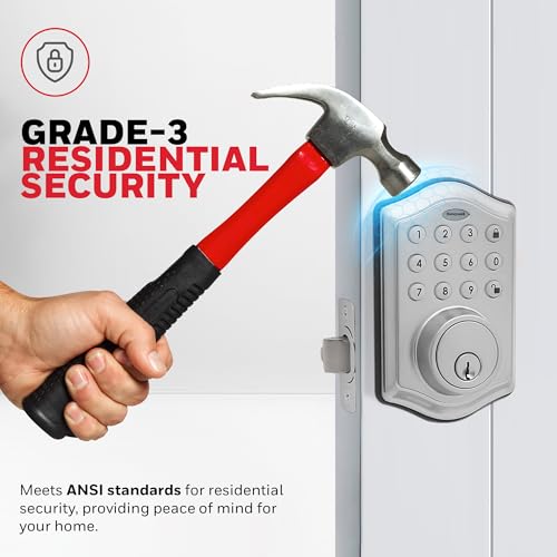 Honeywell Safes & Door Locks - Keyless Entry Door Lock with Smart Electronic Keypad Deadbolt - Easy Installation & 50 Different User Pin Codes - Auto Lock - Satin Nickel - 2.9 x 2 x 6.2 in - 8712309