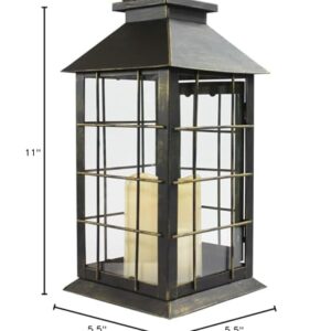 Seraphic Country Style Farmhouse Rustic Metal Lantern, Bronze