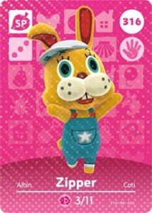 zipper - nintendo animal crossing happy home designer series 4 amiibo card - 316