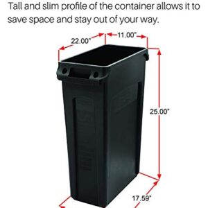 Rubbermaid Commercial Products SLIM JIM Plastic Rectangular Trash/Garbage Can/Bin with Venting Channels, 16 GAL, Gray, for Kitchens/Classrooms/Offices/Back of House