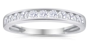 sk jewel,inc 1/2 carat tw diamond channel wedding band in 10k white gold