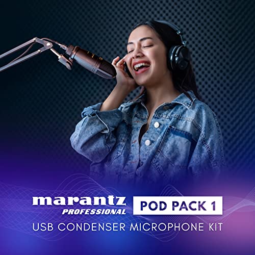 Marantz Pro Complete Podcast Kit - USB Condenser Studio Microphone, Audio Interface, Fully-Adjustable Broadcast Stand and USB Cable - Pod Pack 1