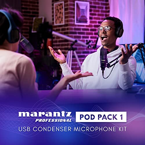 Marantz Pro Complete Podcast Kit - USB Condenser Studio Microphone, Audio Interface, Fully-Adjustable Broadcast Stand and USB Cable - Pod Pack 1