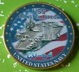 us navy uss constellation cv-64 colorized challenge art coin