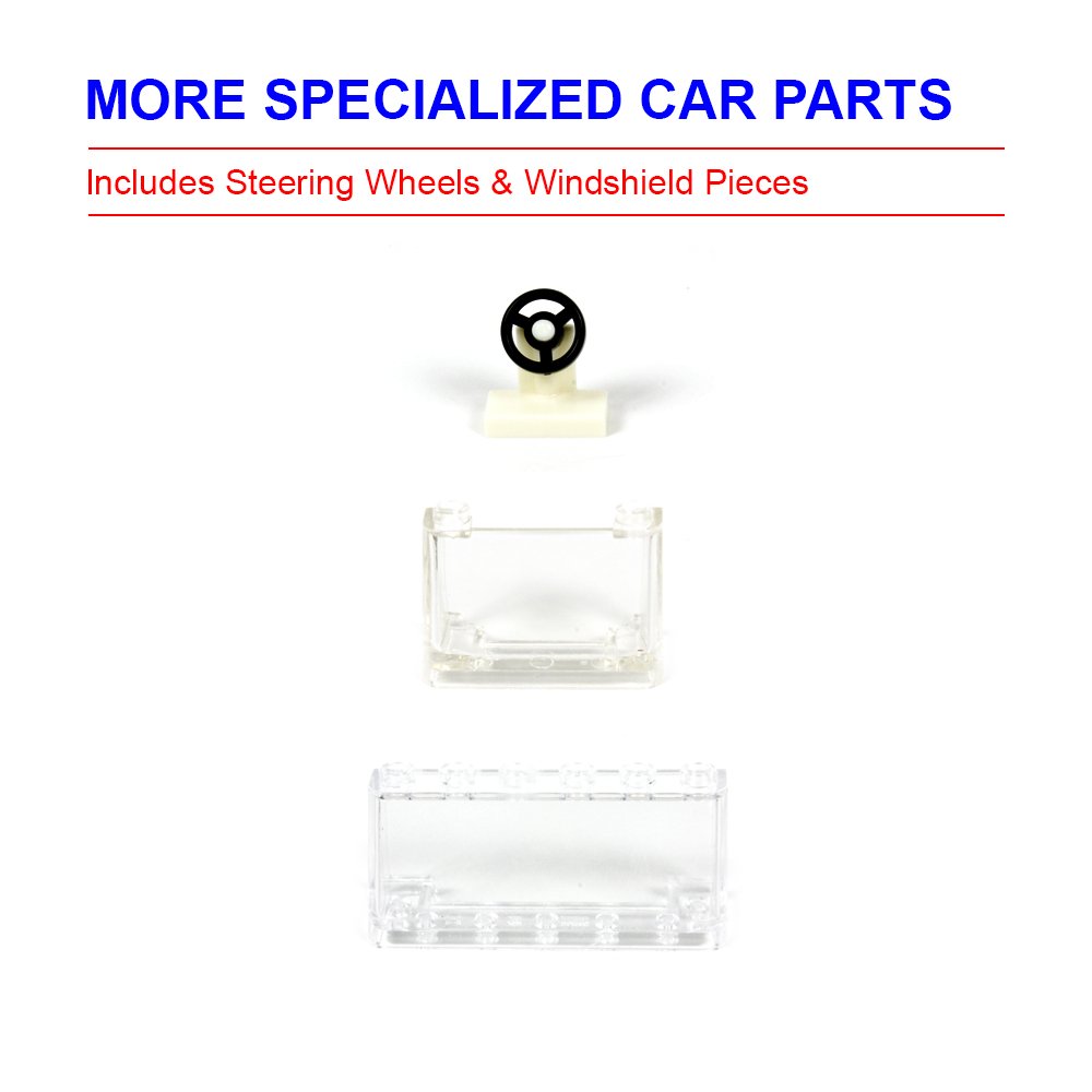 Brickyard Building Blocks Wheels, Tires, and Axles - 459 Pieces Building Bricks Compatible Set Includes Steering Wheels, Windshields, and Colorful Brick Building Chassis Pieces (459 pcs)