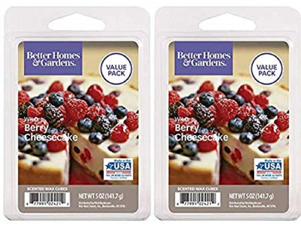 2 Pack Wild Berry Cheesecake Better Homes and Gardens Wax Cubes Value Pack (24 Wax Cubes)