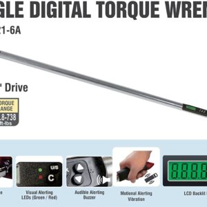 ACDelco Tools ARM321-6A 3/4" Heavy Duty Torque Wrench with LED Flash Notification - ISO 6001 Standards with Certificate of Calibration