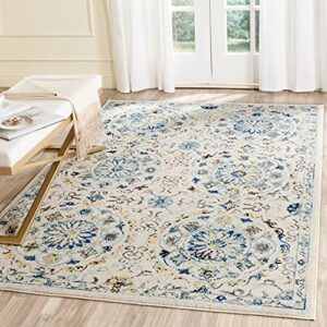 safavieh evoke collection 3' x 5' ivory/blue evk252c boho non-shedding living room bedroom accent rug