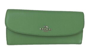 coach crossgrain leather soft slim wallet f52689 pistachio