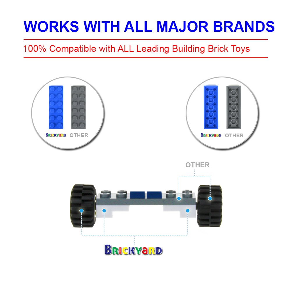 Brickyard Building Blocks Wheels, Tires, and Axles - 459 Pieces Building Bricks Compatible Set Includes Steering Wheels, Windshields, and Colorful Brick Building Chassis Pieces (459 pcs)