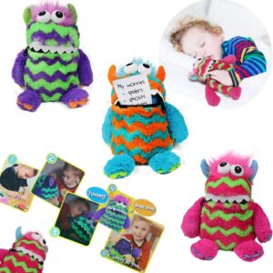 Worry Monster Soft Plush Toy Pink and Green Childrens Write Down Your Worries Cuddly Toy Gosh! Designs 9”