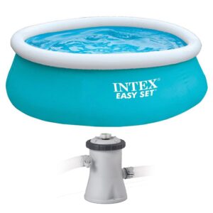 intex easy set 6 foot x 20 inch round inflatable above ground outdoor backyard swimming pool with 330 gph easy set cartridge filter pump