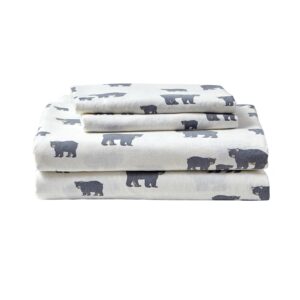 eddie bauer - queen sheet set, warm breathable cotton flannel bedding with deep pockets, brushed for extra softness, cozy home decor, oeko-tex certified (bear family, queen)