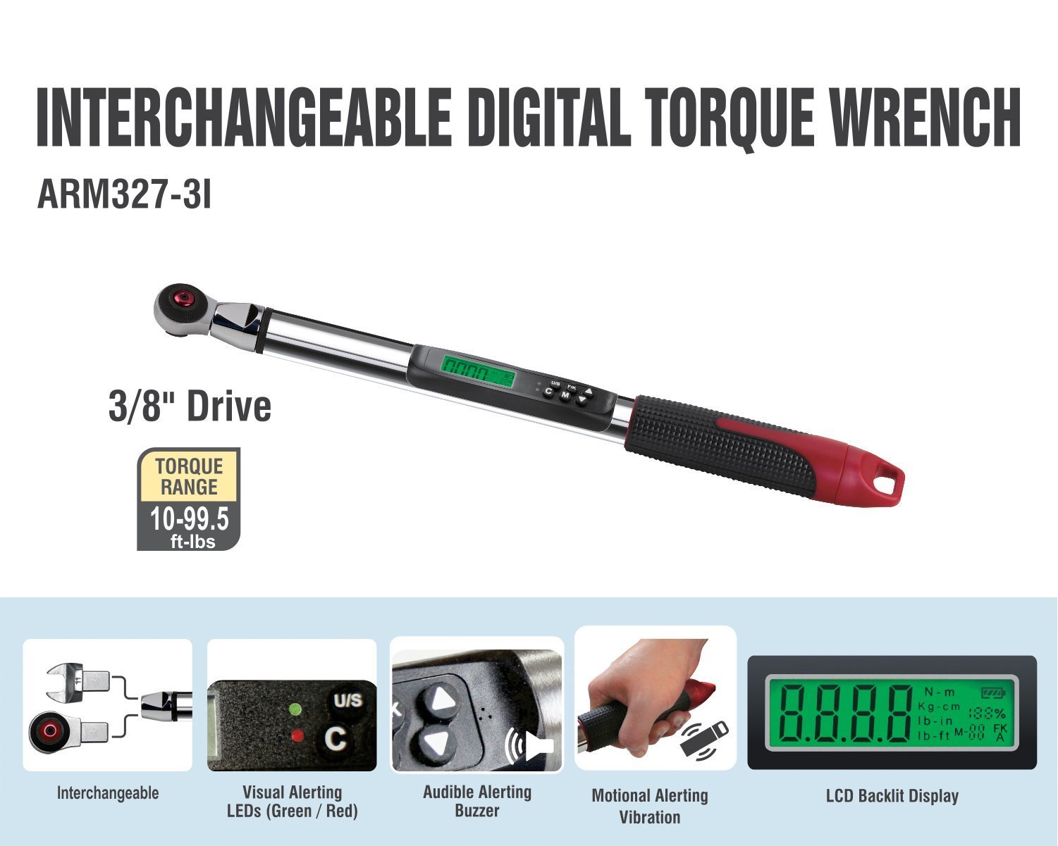 ACDelco Tools ARM327-3i 3/8" Interchangeable Digital Torque Wrench