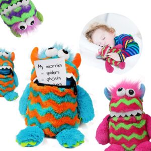 Worry Monster Soft Plush Toy Pink and Green Childrens Write Down Your Worries Cuddly Toy Gosh! Designs 9”