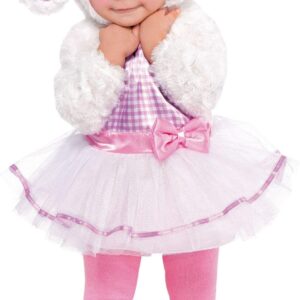 amscan Baby Little Lamb Costume, 12- 24 Months, 1 Set, Pink/White