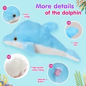 BSTAOFY 18'' Light up Dolphin Stuffed Animal Night Light Colorful Glowing Dolphin Soft LED Plush Toys Gift for Kids on Valentines Christmas Birthday Festivals, Blue