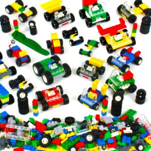 brickyard building blocks wheels, tires, and axles - 459 pieces building bricks compatible set includes steering wheels, windshields, and colorful brick building chassis pieces (459 pcs)