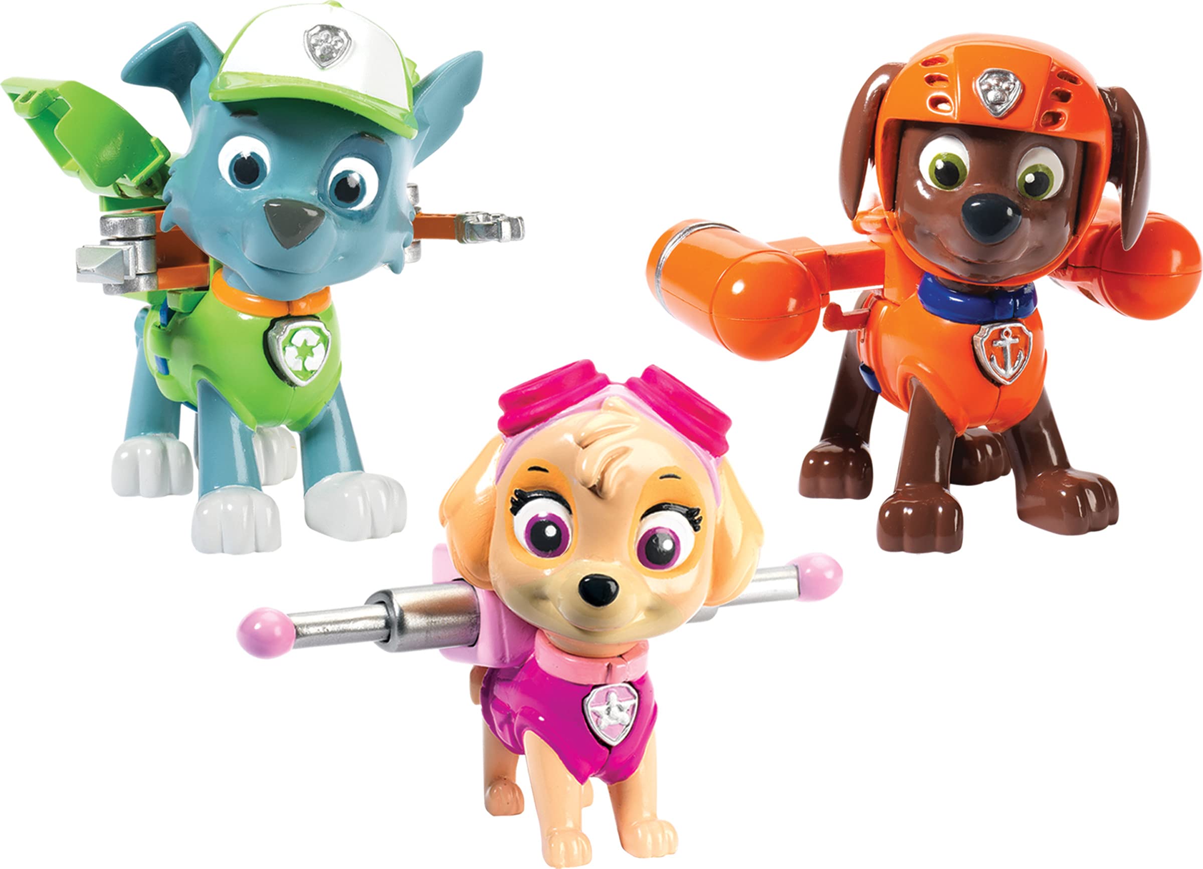 Paw Patrol Action Pack Pups Figure Set, 3pk, Skye, Zuma, Rocky, Multicolor