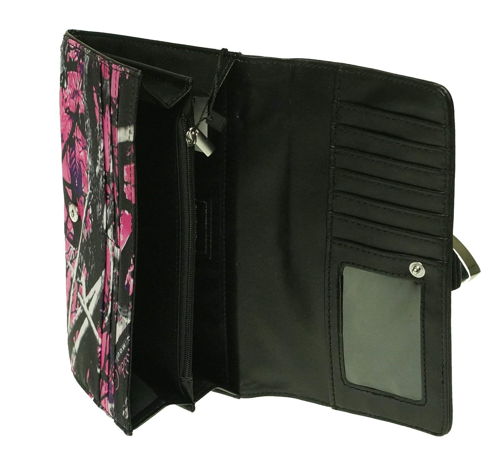 Muddy Girl Pink Camo Wallet with Rhinestone Buckle- Women’s Western Cowgirl Bling Clutch by Monte Vista