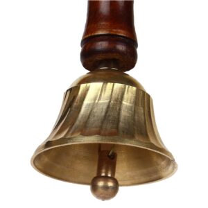 Zap Impex® Hindu Hand Held Bell Brass & Wooden Puja Prayer Bell Ghanti Indian Hindu Festivals & Christmas(5")