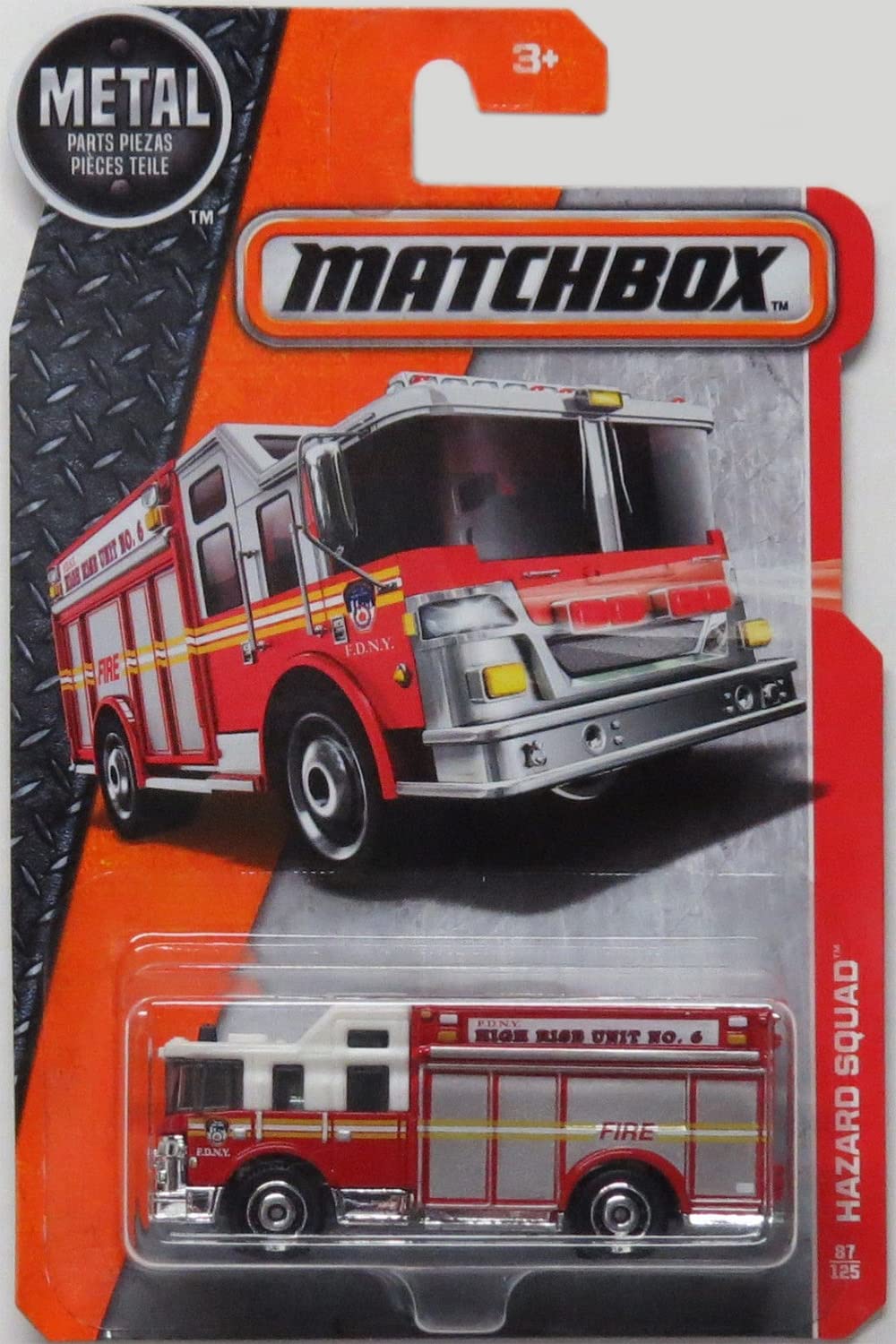 Matchbox 2016 MBX Heroic Rescue Hazard Squad Fire Engine Fire Truck Red FDNY High Rise