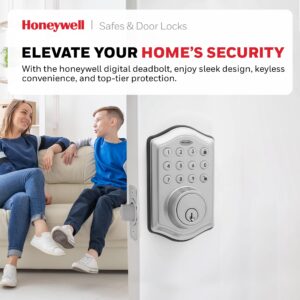 Honeywell Safes & Door Locks - Keyless Entry Door Lock with Smart Electronic Keypad Deadbolt - Easy Installation & 50 Different User Pin Codes - Auto Lock - Satin Nickel - 2.9 x 2 x 6.2 in - 8712309