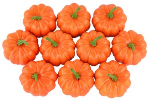 jedfore fake fruit home house kitchen decoration artificial lifelike simulation mini pumpkins halloween thanksgiving day house decoration - set of 10 - orange