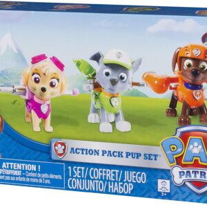 Paw Patrol Action Pack Pups Figure Set, 3pk, Skye, Zuma, Rocky, Multicolor