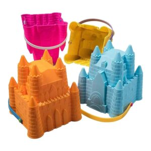 sand castle molds for kids set of 4 | sand castle building kit beach toys | gift toy for kids aged 1 to 9 - beach sand toys set | kids sand toys beach buckets