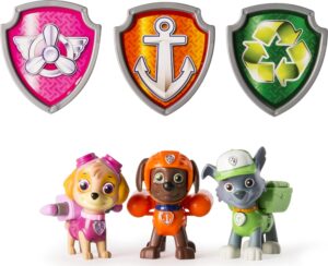 paw patrol action pack pups figure set, 3pk, skye, zuma, rocky, multicolor