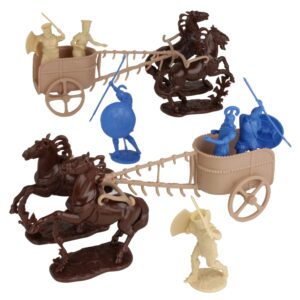 lod trojan war greek vs trojan chariot playset: 12 blue tan 1:30 plastic figures