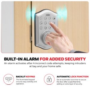 Honeywell Safes & Door Locks - Keyless Entry Door Lock with Smart Electronic Keypad Deadbolt - Easy Installation & 50 Different User Pin Codes - Auto Lock - Satin Nickel - 2.9 x 2 x 6.2 in - 8712309