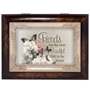 Cottage Garden Friends are The Most Beautiful Gift Burlwood Jewelry Music Box Plays Wind Beneath My Wings