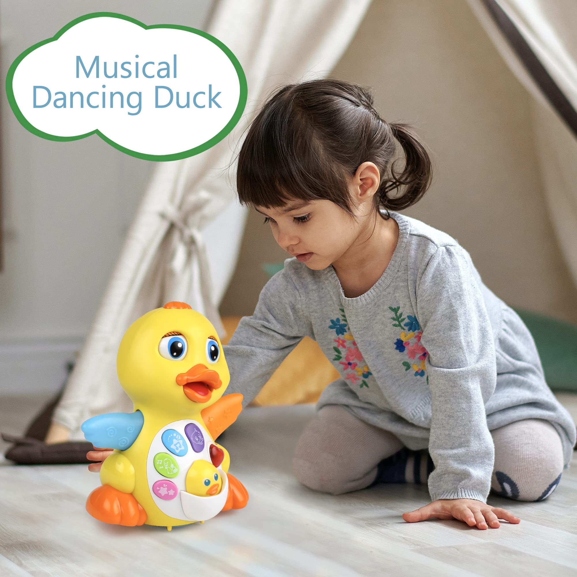 FZ FANTASTIC ZONE Dancing and Singing Musical Duck Toys for Toddlers, Infant and Baby Educational Learning Toys with Music and Lights Gifts for 18 Months Girls Boys Kids