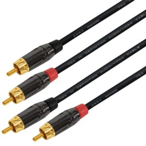 WORLDS BEST CABLES 3 Foot – High-Definition Audio Interconnect Cable Pair Custom Made Using Mogami 2964 Wire and Amphenol ACPL Black Chrome Body, Gold Plated RCA Connectors