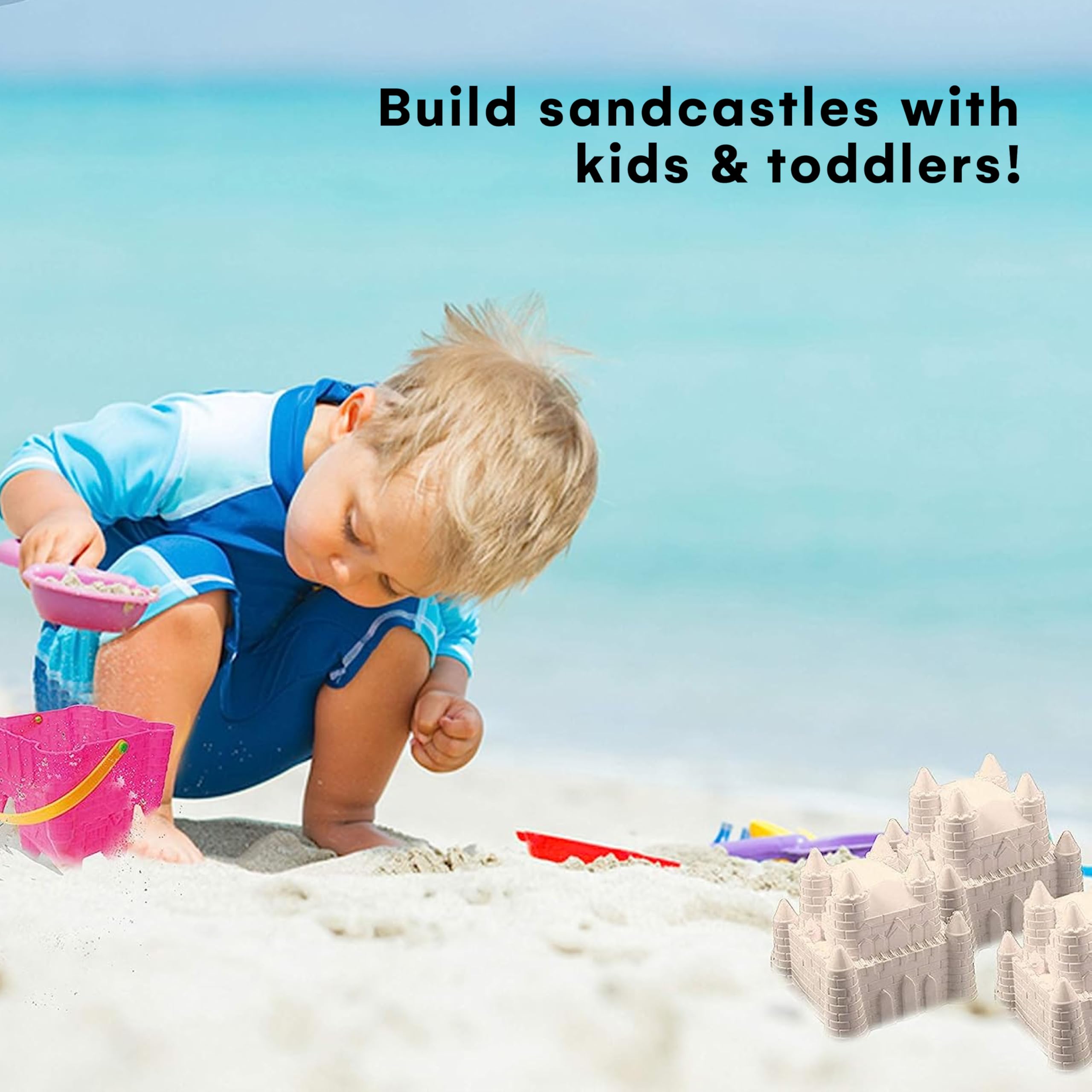 Sand Castle Molds for Kids Set of 4 | Sand Castle Building Kit Beach Toys | Gift Toy for Kids Aged 1 to 9 - Beach Sand Toys Set | Kids Sand Toys Beach Buckets