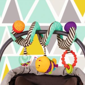 B. toys- B. baby– Wiggle Wrap- Baby Toy – Toy for Car Seat, Stroller, Crib – Spiral with 3 Hanging Toys – Rattle, Plush Bee & Teether – Wrap Around Infant Toy – 0 Months +