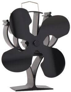 voda new designed 4 blades heat powered stove fan for wood/log burner/fireplace(black)