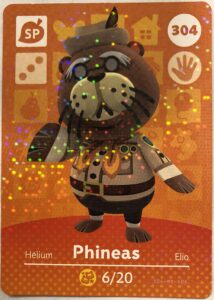 phineas - nintendo animal crossing happy home designer amiibo card - 304