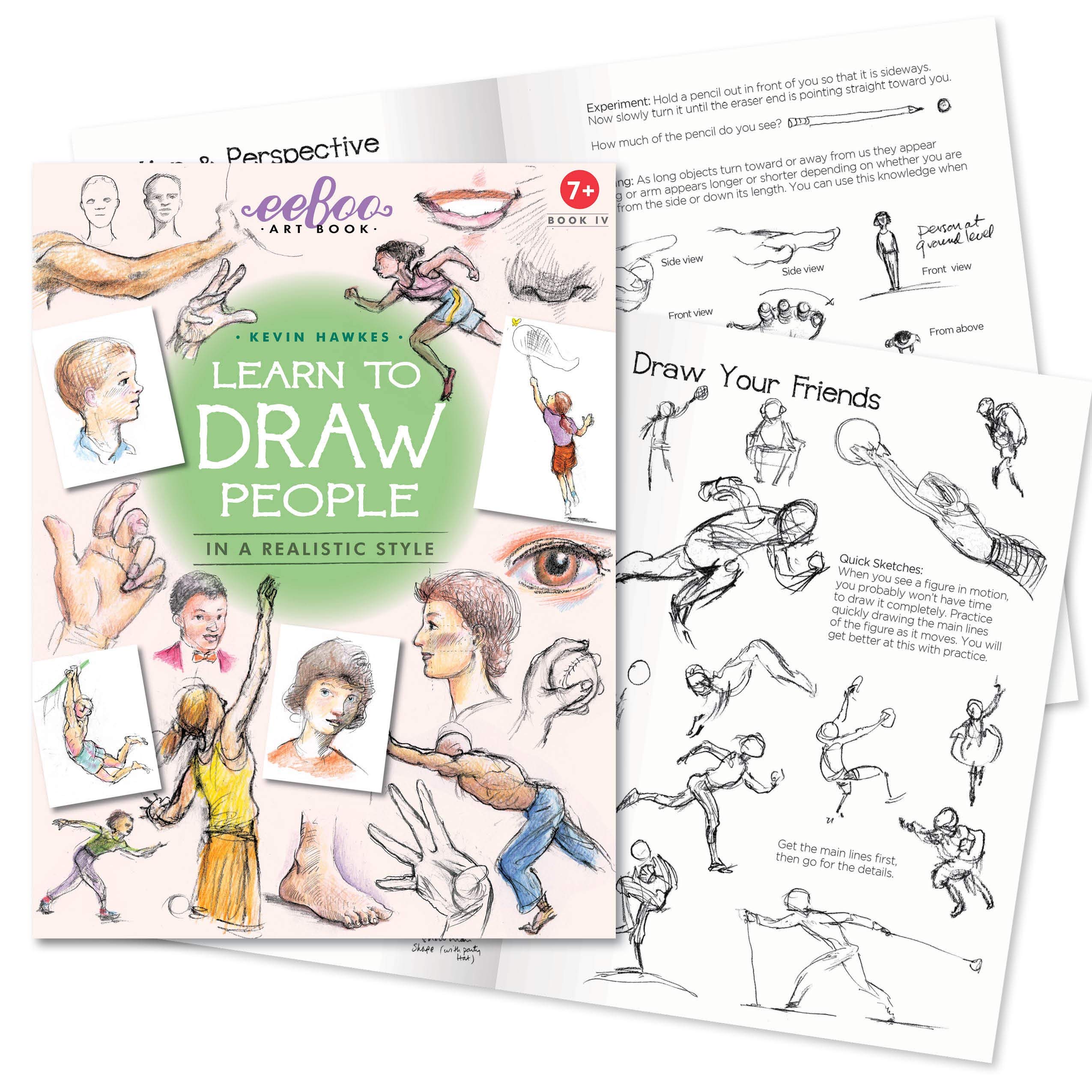 eeBoo: Art Book 4 - Learn to Draw People with Kevin Hawkes (ARTBK4), Perfect Guide for Budding Young Artists, Allows to Draw People in a Realistic Style, Perfect for Ages 7 and up