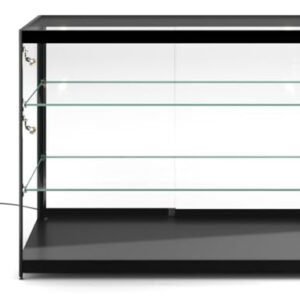 Displays2go 48 Inch Glass Display Case, LED Side Lights, Lockable Sliding Door - Black (IAPCT48LED)