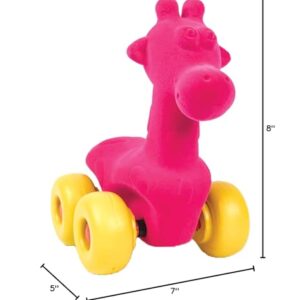 Rubbabu Pink Giraffe Aniwheels Baby Toy 7 Inch - 12 Months & up