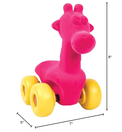 Rubbabu Pink Giraffe Aniwheels Baby Toy 7 Inch - 12 Months & up