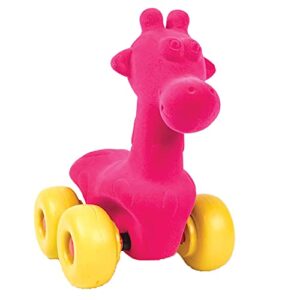 rubbabu pink giraffe aniwheels baby toy 7 inch - 12 months & up